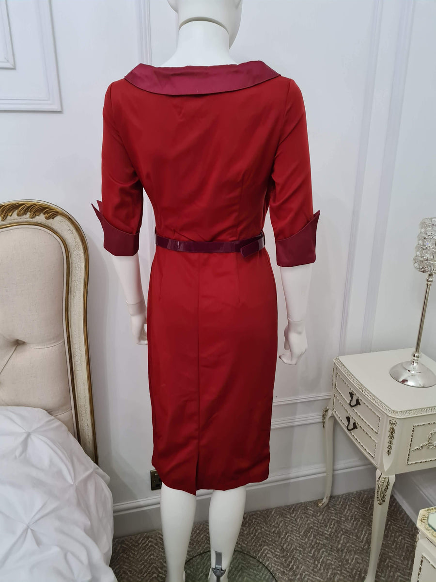 Lindy Bop Evadine Red Front Wrap Wiggle Dress by Lindy Bop ...