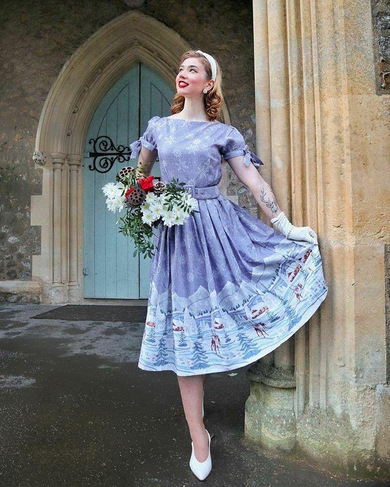 Lindy Bop Quality Carissa Snow Scene Christmas Midi Dress ...